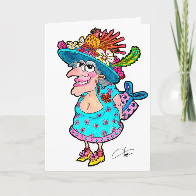 Fancy Old Lady Greeting Card | Zazzle