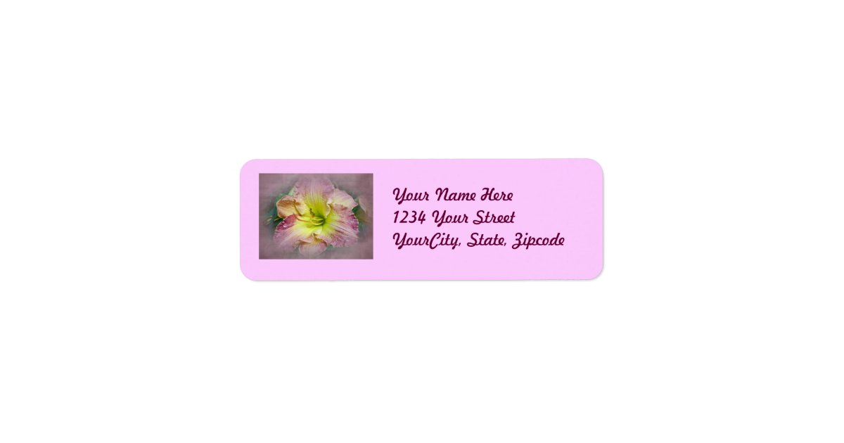 Fancy Pink Daylily Blossom Label | Zazzle