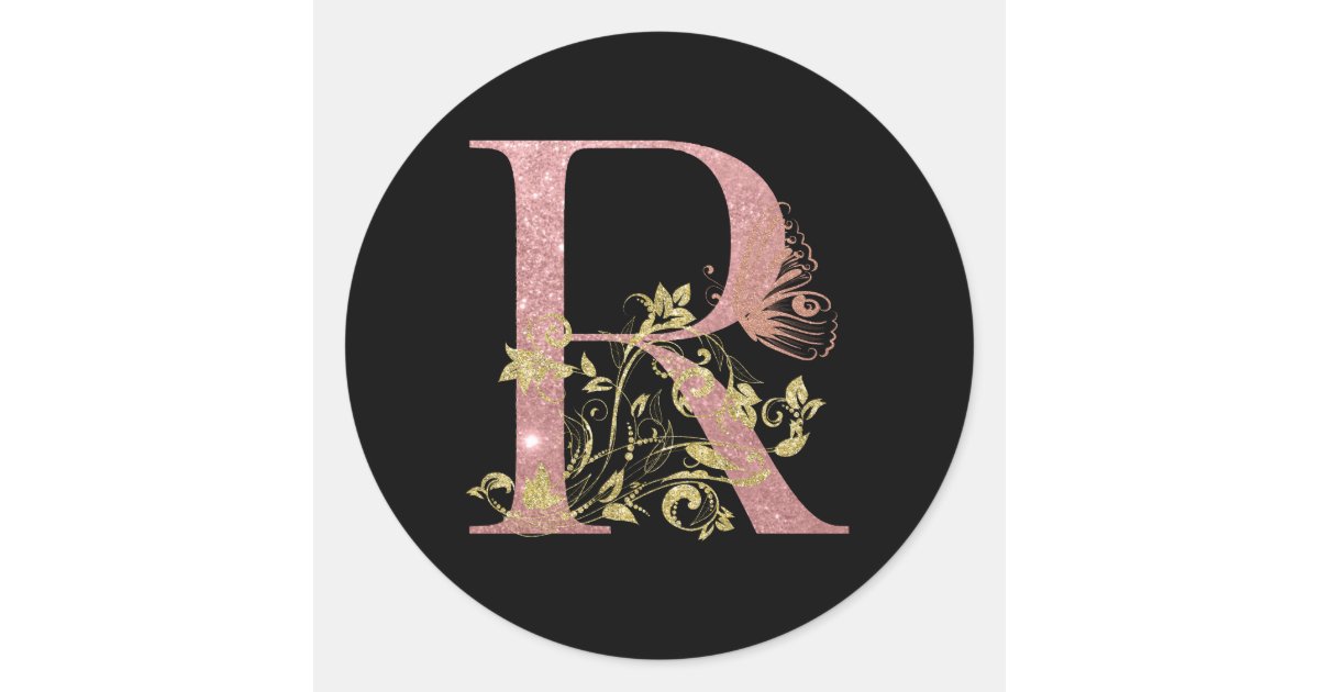 Fancy Pink Glitter Letter R Classic Round Sticker | Zazzle