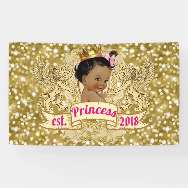 Fancy Pink |Gold Glitter| African Princess Banner | Zazzle