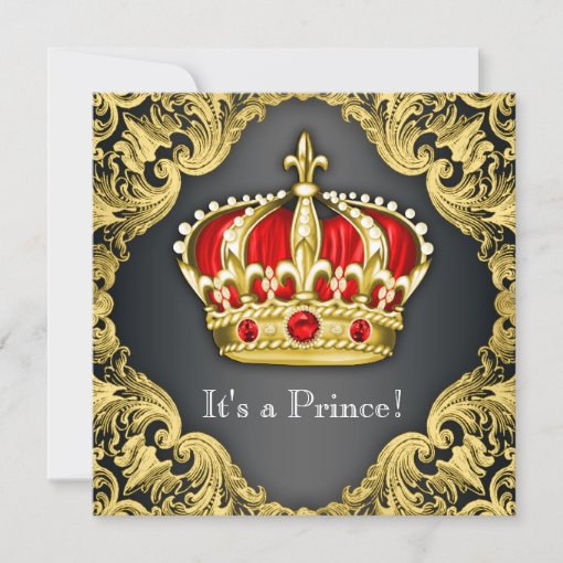 Fancy Prince Baby Shower Regal Red Invitation | Zazzle