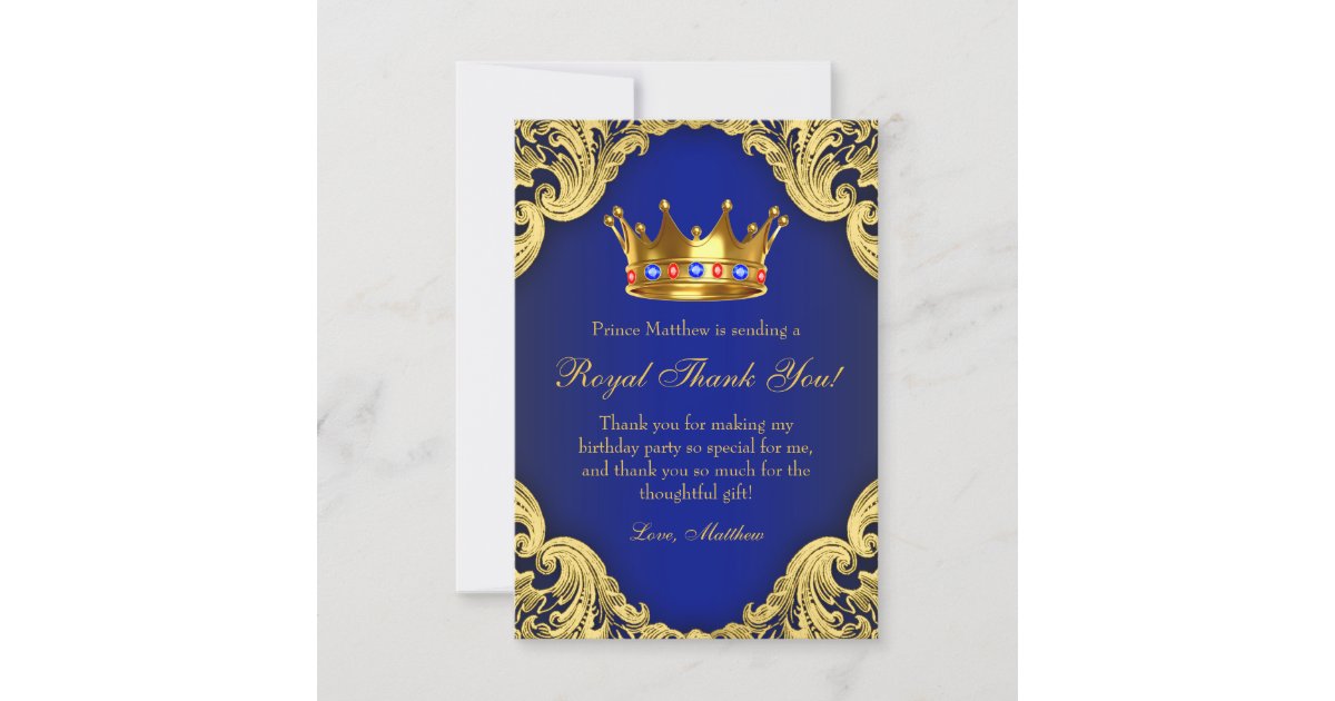 Fancy Prince Birthday Party Thank You Cards | Zazzle