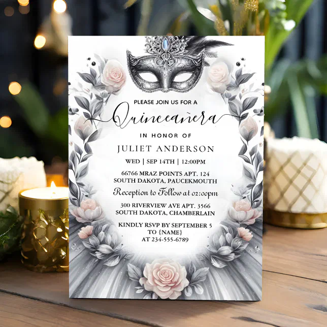 Fancy Prom Mask Fun Masquerade Ball Quinceanera Invitation | Zazzle