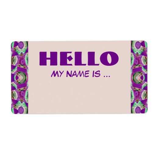 fancy purple name badge shipping labels | Zazzle
