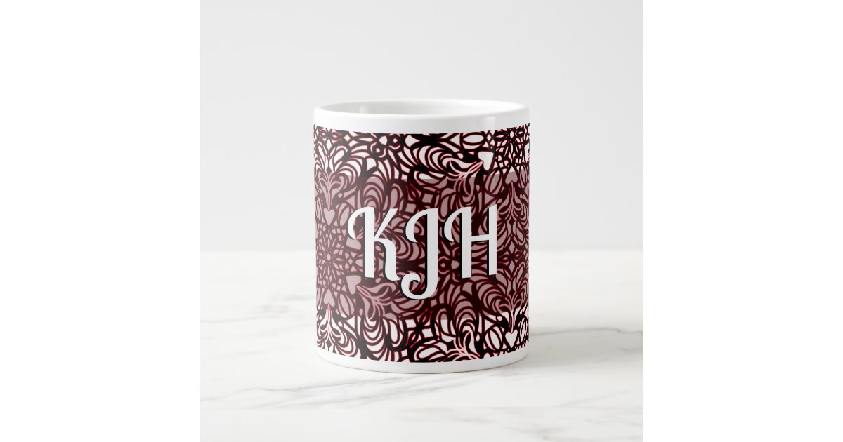 Fancy Red and Black Hearts Giant Coffee Mug | Zazzle