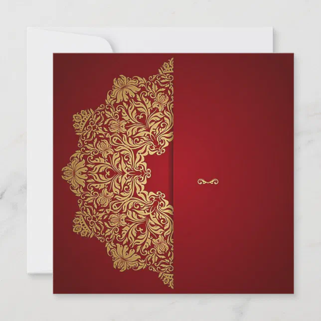 Fancy Red Gold Invitation | Zazzle