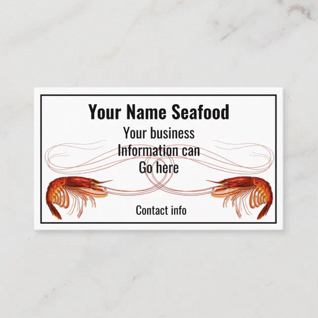 Fancy Red Shrimp on White Business Card | Zazzle