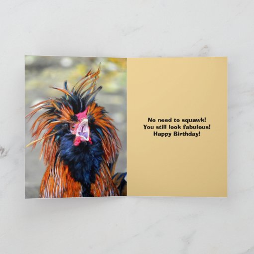 Fancy Rooster Happy Birthday Humor Card | Zazzle