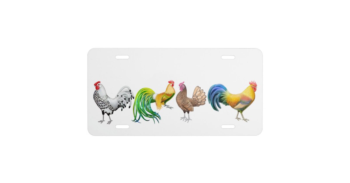 Fancy Roosters Chicken License Plate Cover | Zazzle