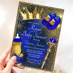 Fancy Royal Blue Prince Baby Shower Invitation | Zazzle