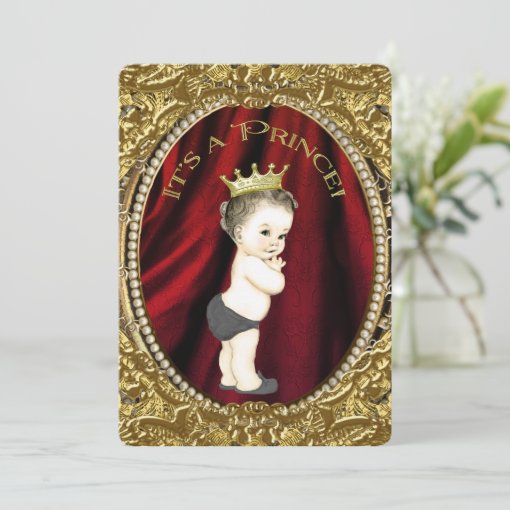Fancy Royal Red and Gold Prince Baby Shower Invitation | Zazzle