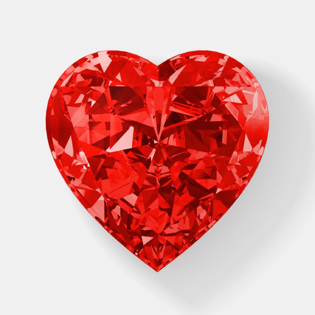 Fancy Ruby Red Diamond Heart Paperweight | Zazzle
