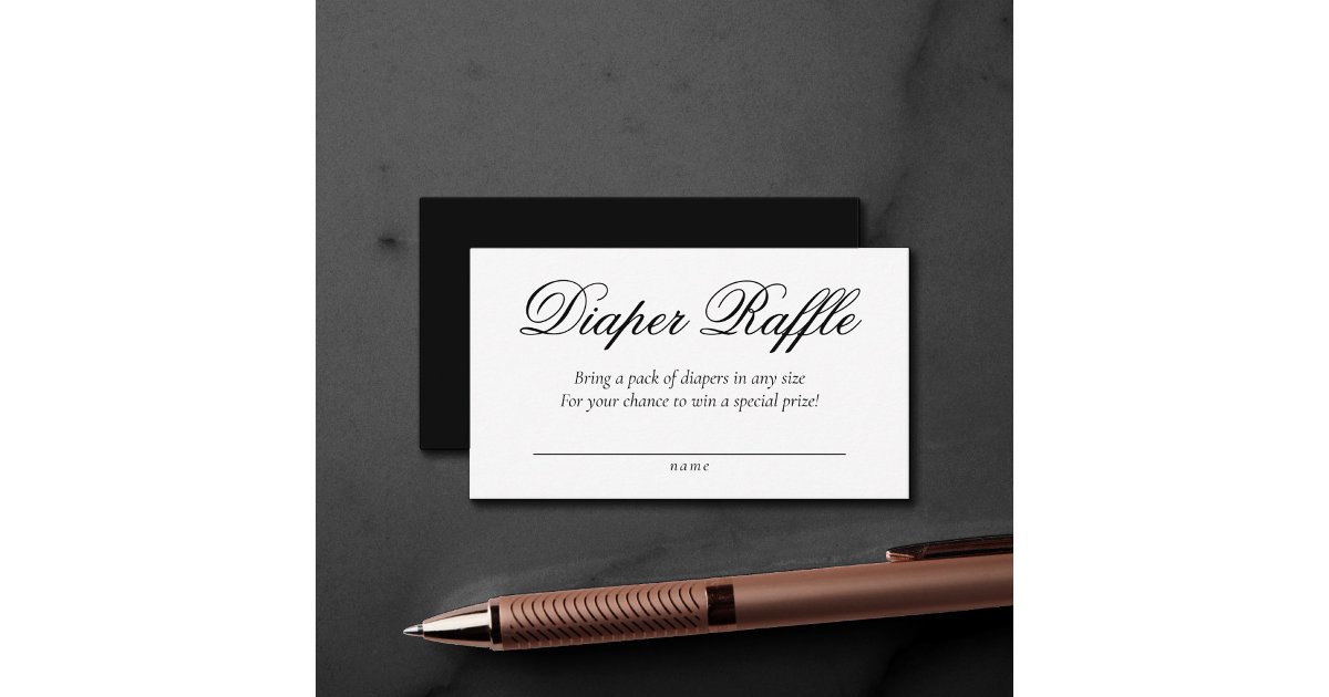 Fancy Script Diaper Raffle | Elegant Baby Shower Enclosure Card | Zazzle