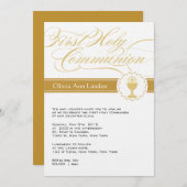 Fancy Script First Communion Invitations | Gold | Zazzle