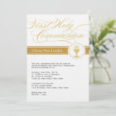 Fancy Script First Communion Invitations | Gold | Zazzle
