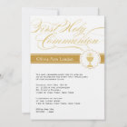 Fancy Script First Communion Invitations | Gold | Zazzle