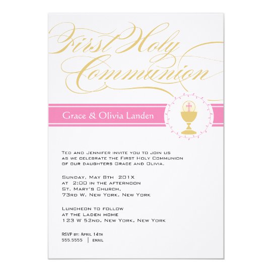 Fancy Script First Communion Invitations | Twins | Zazzle.com