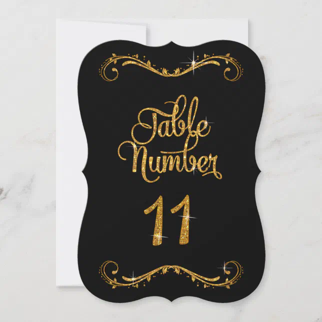 Fancy Script Glitter Table Number 11 Receptions | Zazzle