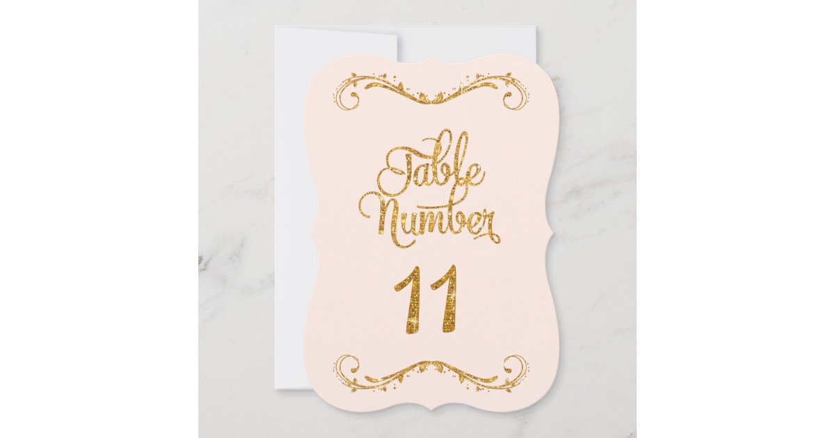 Fancy Script Glitter Table Number 11 Weddings | Zazzle