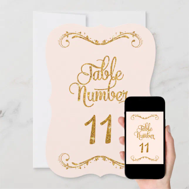 Fancy Script Glitter Table Number 11 Weddings | Zazzle