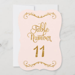 Fancy Script Glitter Table Number 11 Weddings | Zazzle