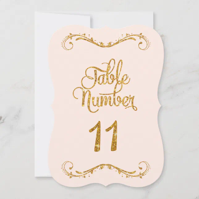 Fancy Script Glitter Table Number 11 Weddings | Zazzle