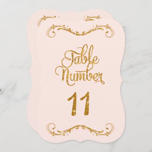 Fancy Script Glitter Table Number 11 Weddings | Zazzle