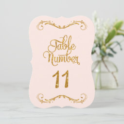 Fancy Script Glitter Table Number 11 Weddings | Zazzle