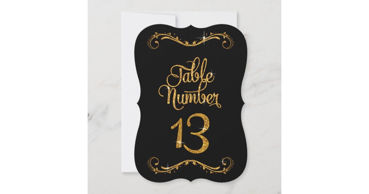 Fancy Script Glitter Table Number 13 Receptions | Zazzle