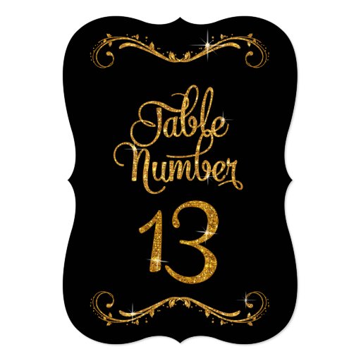 Fancy Script Glitter Table Number 13 Receptions Card | Zazzle