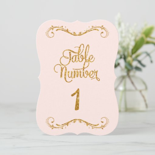 Fancy Script Glitter Table Number 1 Weddings | Zazzle
