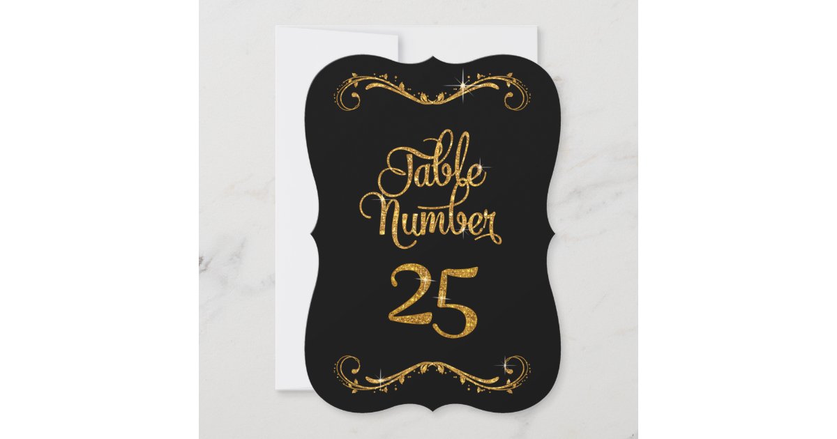 Fancy Script Glitter Table Number 25 Receptions | Zazzle