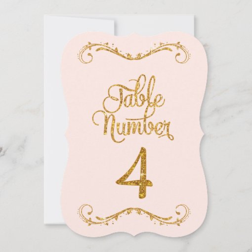 Fancy Script Glitter Table Number 4 Weddings | Zazzle