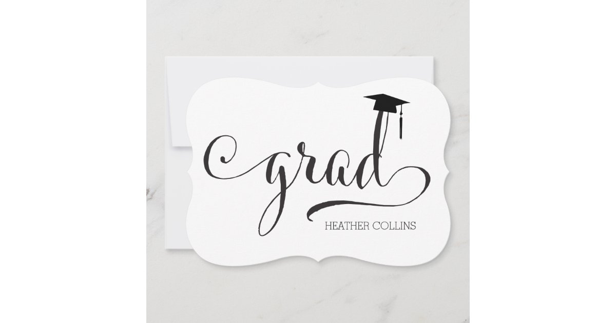 Fancy Script Graduation Party Announcement | Zazzle