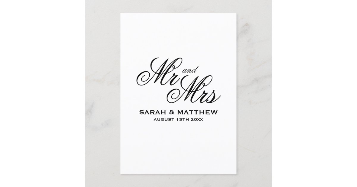 Fancy script Mr & Mrs logo wedding menu template | Zazzle