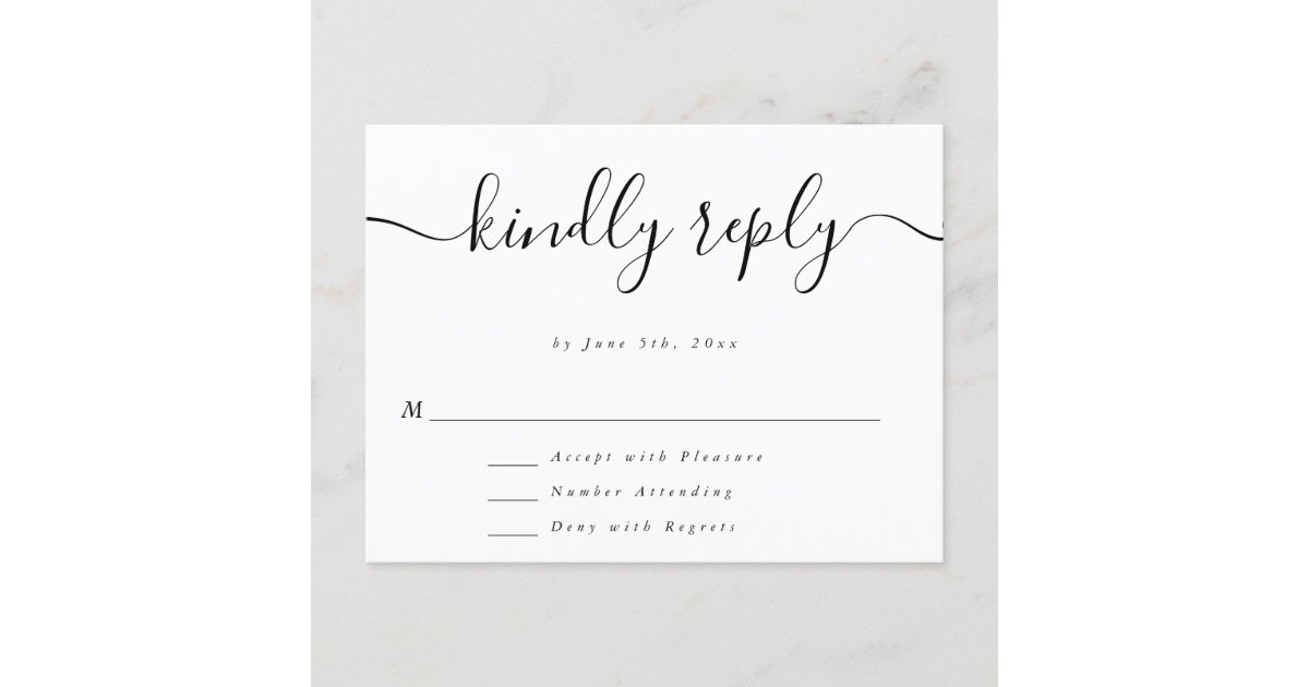 Fancy Script Simple Wedding Response RSVP Card | Zazzle