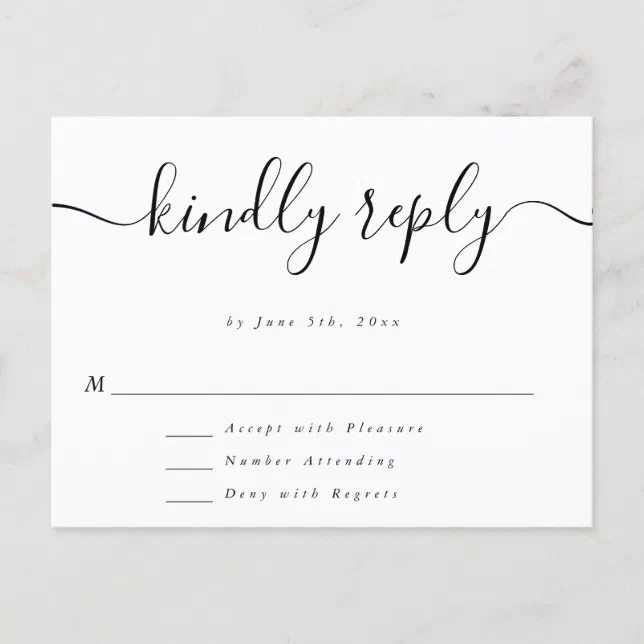 Fancy Script Simple Wedding Response RSVP Card | Zazzle