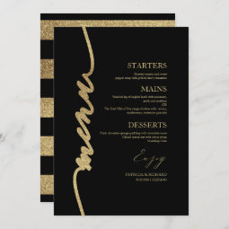 Fancy Script Wedding Menu Card For Plate | Zazzle