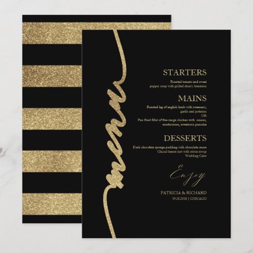 Fancy Script Wedding Menu Card For Plate | Zazzle