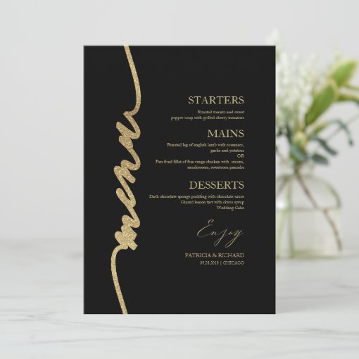 Fancy Script Wedding Menu Card For Plate | Zazzle