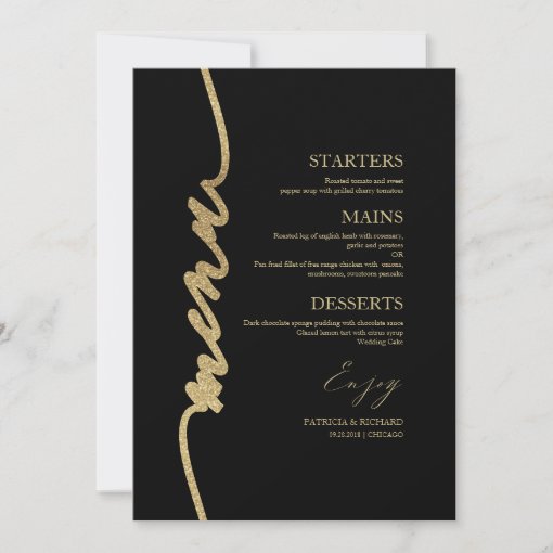Fancy Script Wedding Menu Card For Plate | Zazzle
