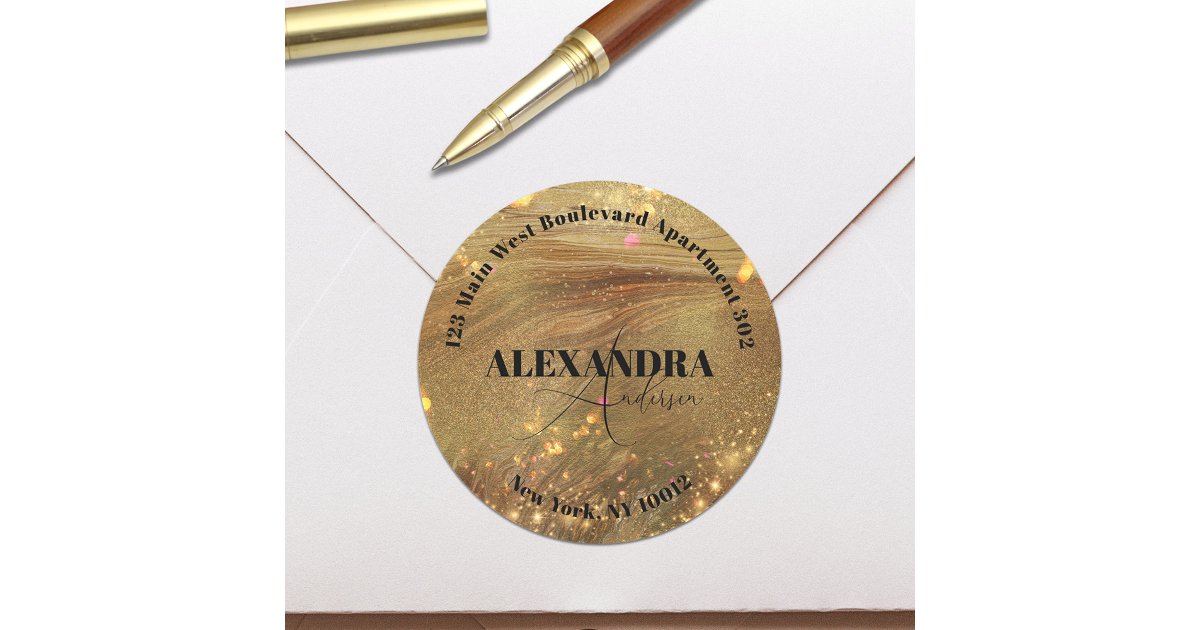 Fancy Shiny Gold Metallic Return Address Label | Zazzle
