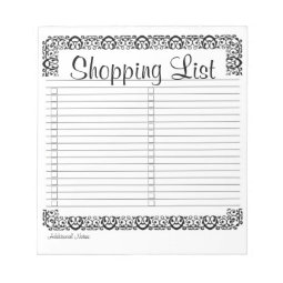 Fancy Shopping List Notepad | Zazzle