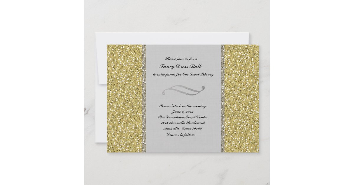 Fancy Silver Gold Glitter Event Invitation | Zazzle