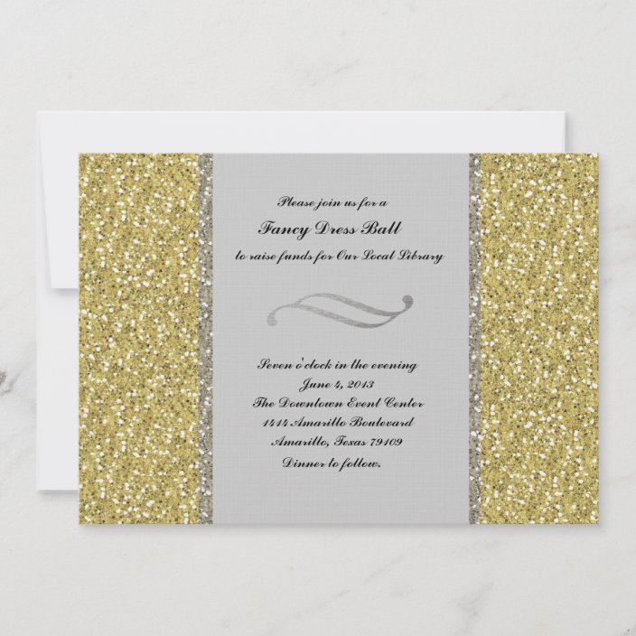 Fancy Silver Gold Glitter Event Invitation | Zazzle.com