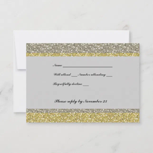 Fancy Silver Gold Glitter RSVP | Zazzle