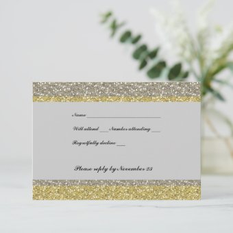 Fancy Silver Gold Glitter RSVP | Zazzle