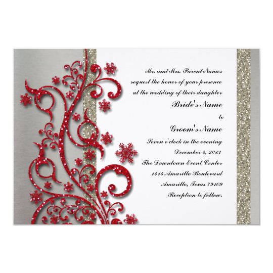 Black Red Silver Wedding Invitations | Zazzle