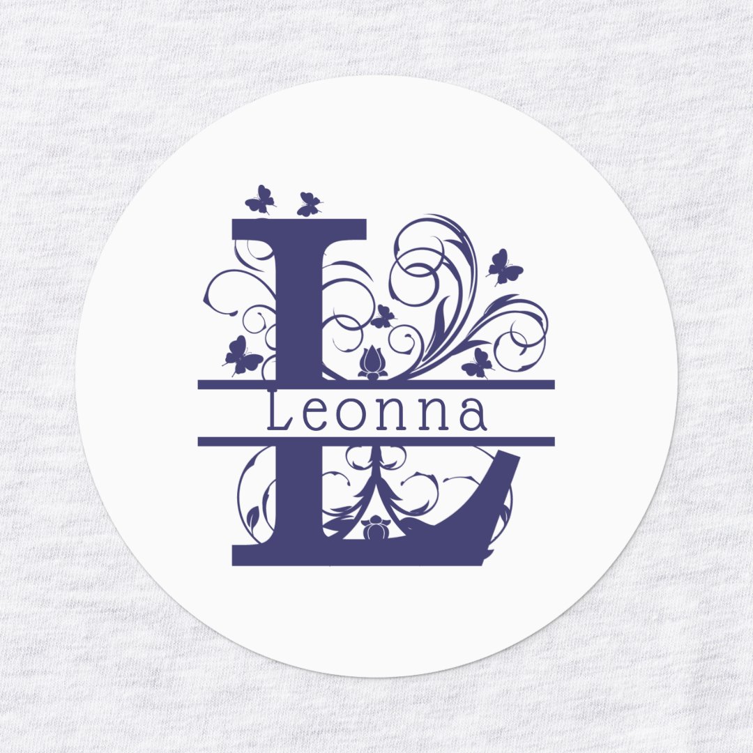Fancy Split Letter 'L' Monogram Customizable Labels | Zazzle