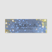 Fancy Starry Glittery Blue And Gold Professional Name Tag | Zazzle